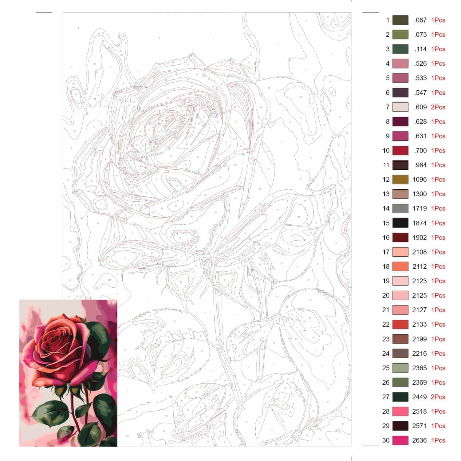 Pintura por números - Flor rosa